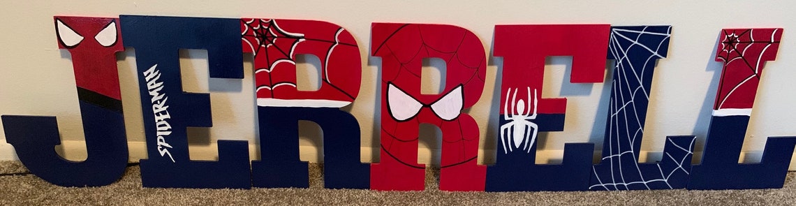 Spider-man Inspired Theme Letters Wall Letters Wood Letters | Etsy