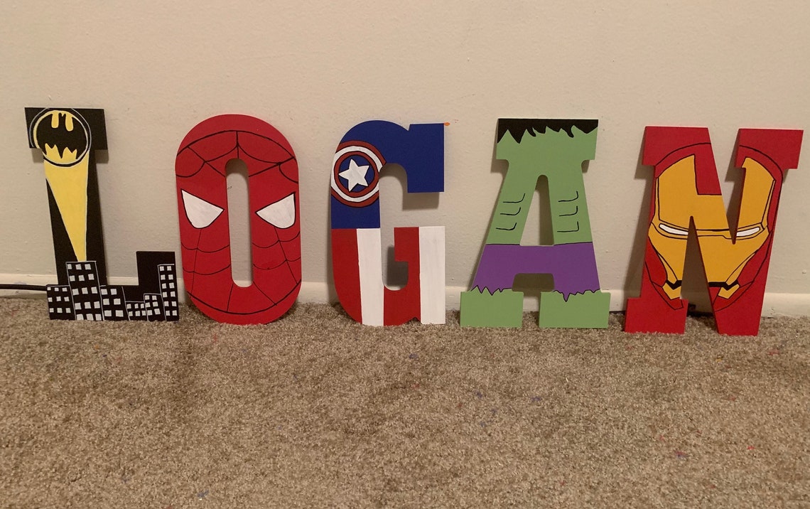 Superhero Theme Letters Wall Letters Wood Letters - Etsy