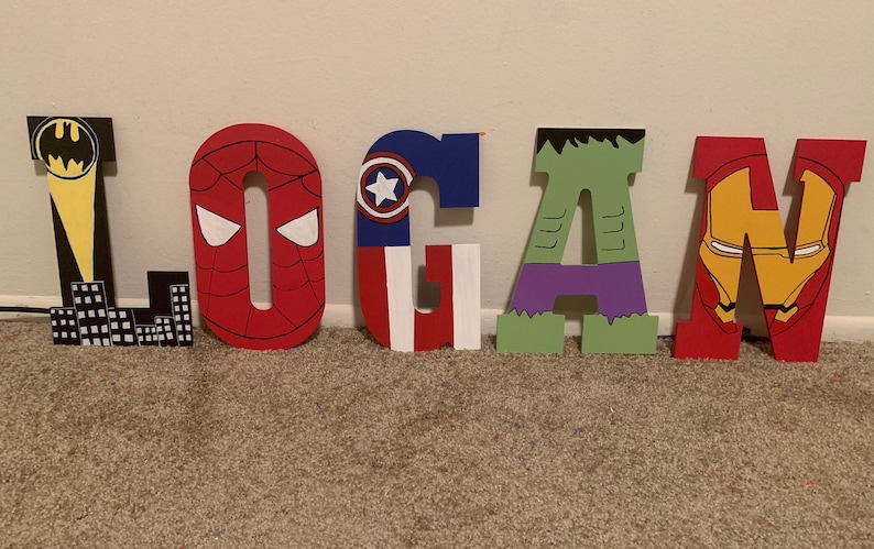 Superhero Theme Letters Wall Letters Wood Letters | Etsy