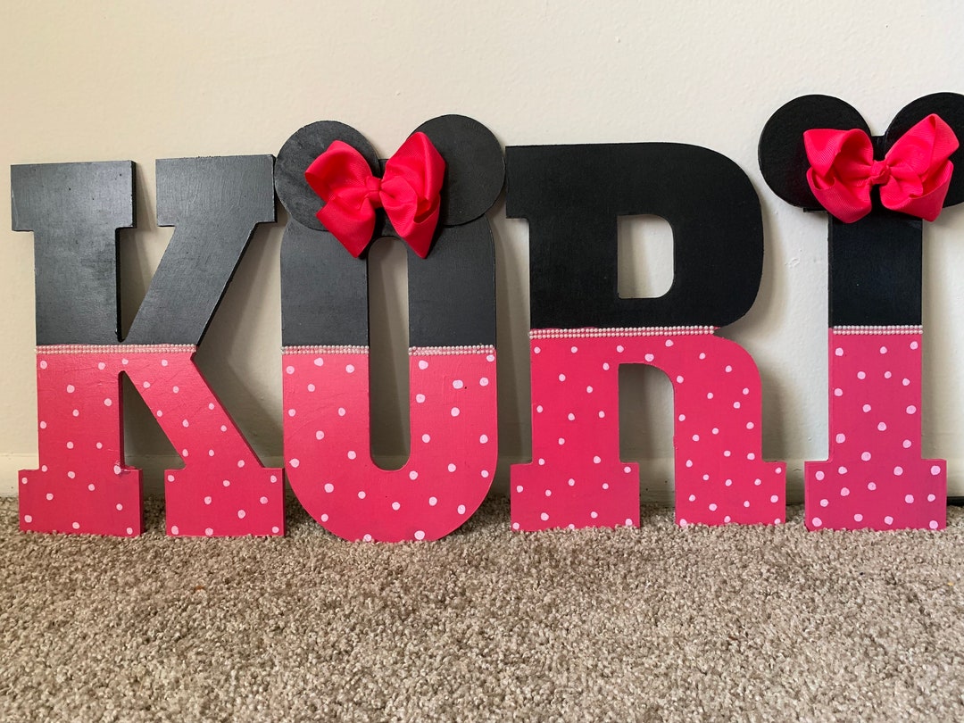 Minnie & Mickey Mouse Inspired Theme Letters, Disney, Wooden Letters ...