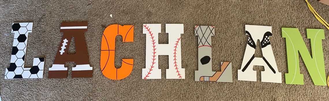Sport Theme Letters, Wall Letters, Personalized Letters, Kids Decor ...