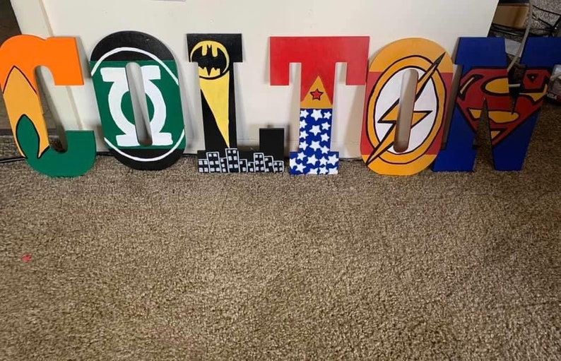 Superhero Theme Letters Wall Letters Wood Letters | Etsy