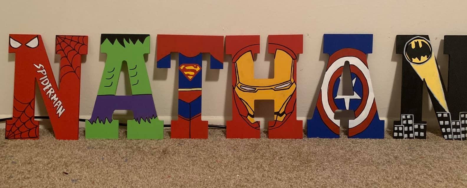 Superhero Theme Letters Wall Letters Wood Letters - Etsy