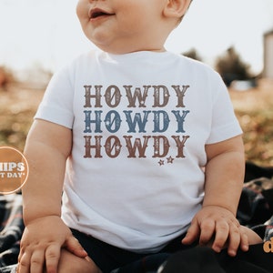 Toddler T-shirt - Howdy Howdy Howdy Kids Retro Tshirt - Western Retro Natural Infant, Toddler ...
