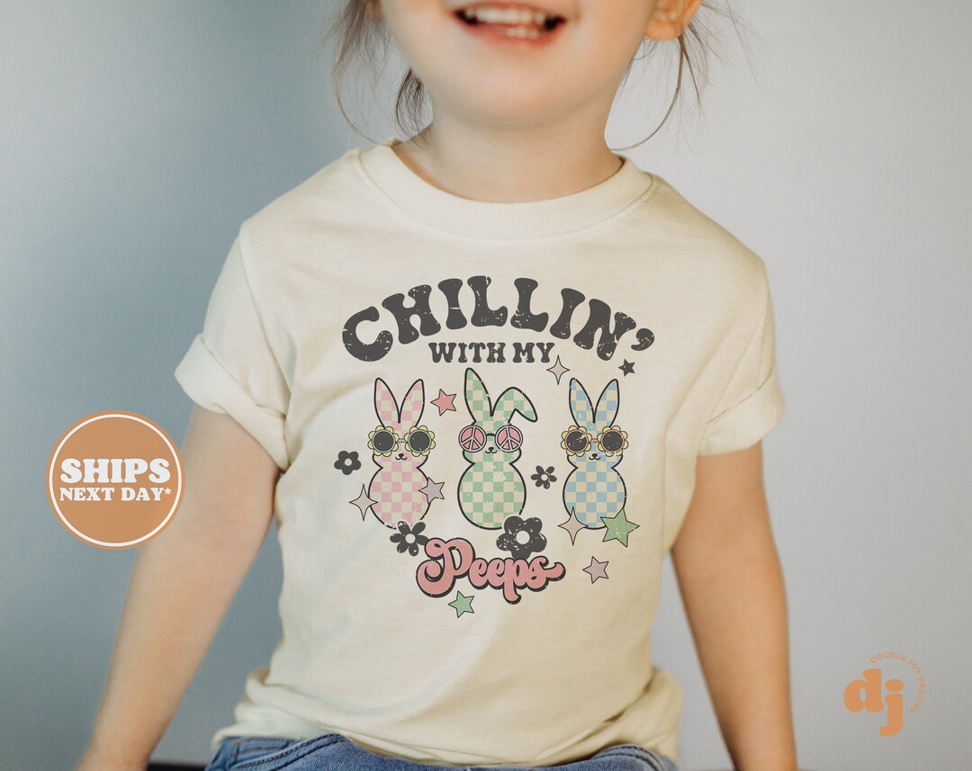 Kids Easter Shirt Chillin' With My Peeps Kids Retro Tshirt Easter Retro ...