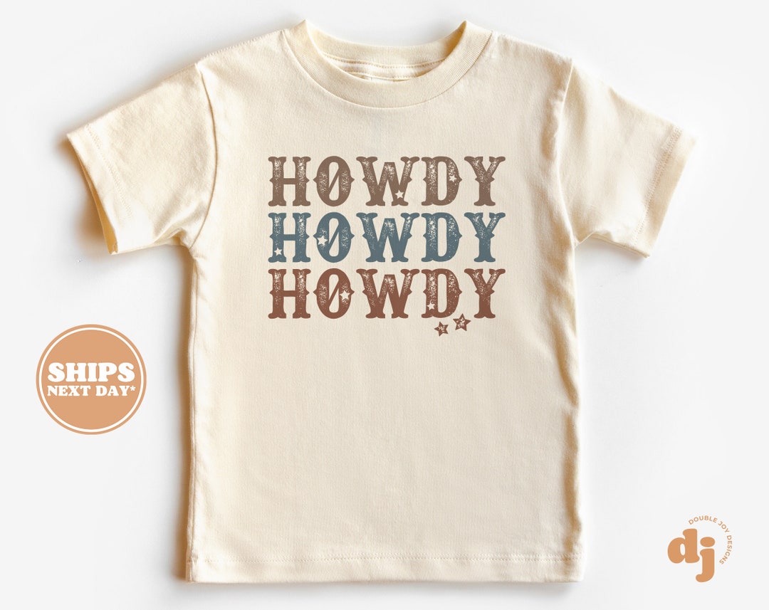 Toddler T-shirt - Howdy Howdy Howdy Kids Retro Tshirt - Western Retro Natural Infant, Toddler ...