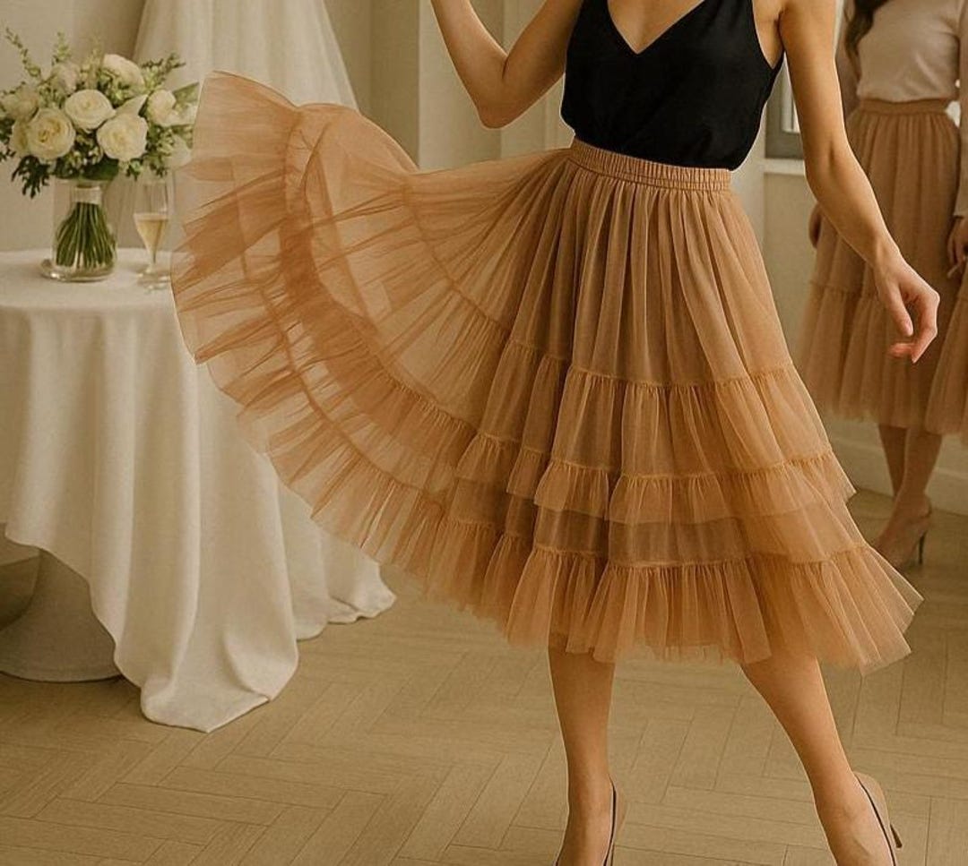 Bridesmaids Tulle Skirt. Wedding Beige Ballerina Skirt. Beige Tulle ...