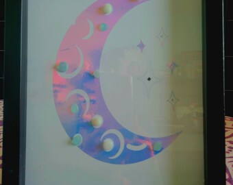 Moon Art, Crystal Grid, Crystal Art, Framed Crystal Art, Goddess ...