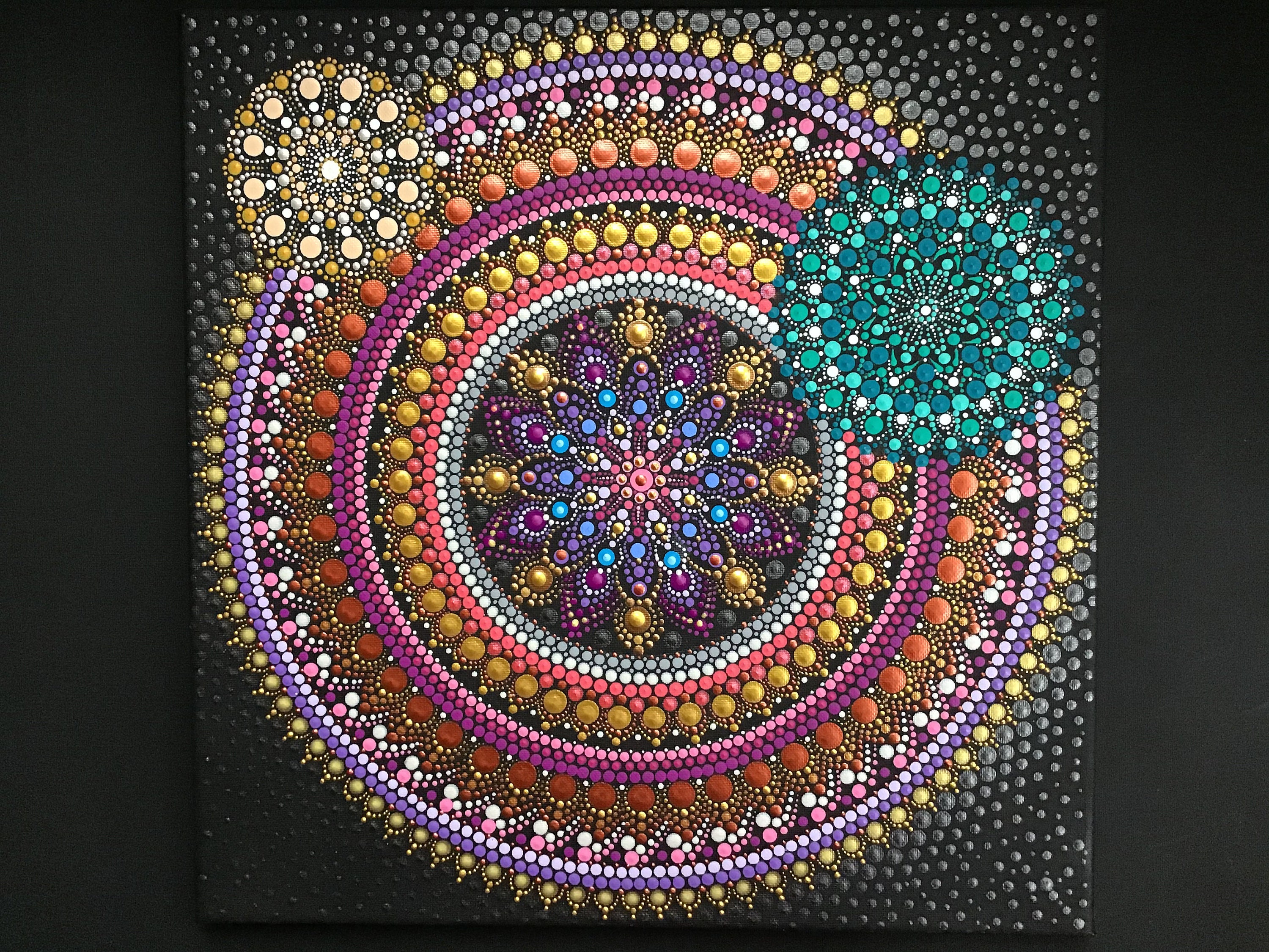 Dot Mandala joy, Uplifting Wall Decor, Houswarming, Bright Picture for ...