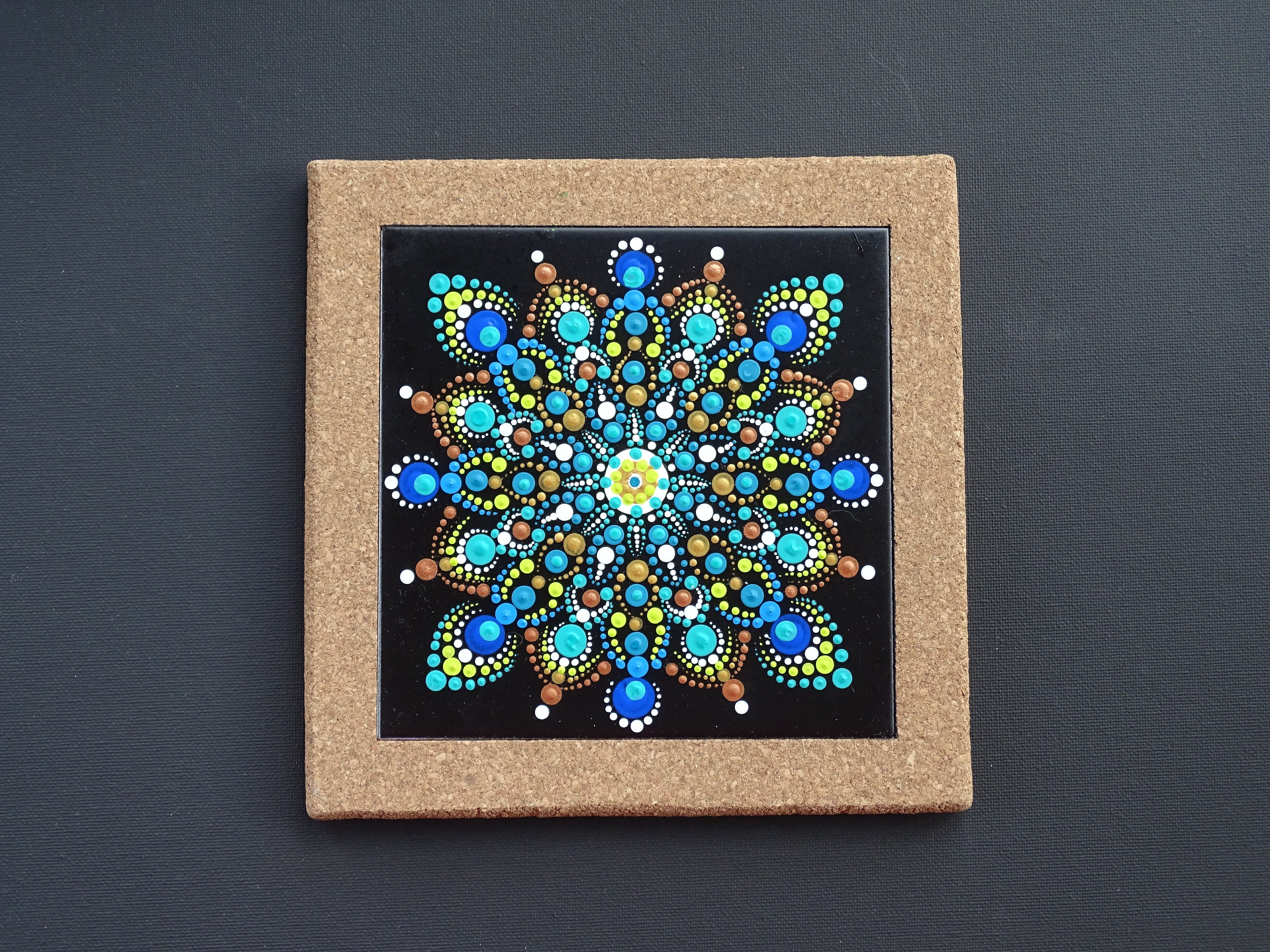 Decorative Tile With Mandala Design Hand Painted Picture on - Etsy