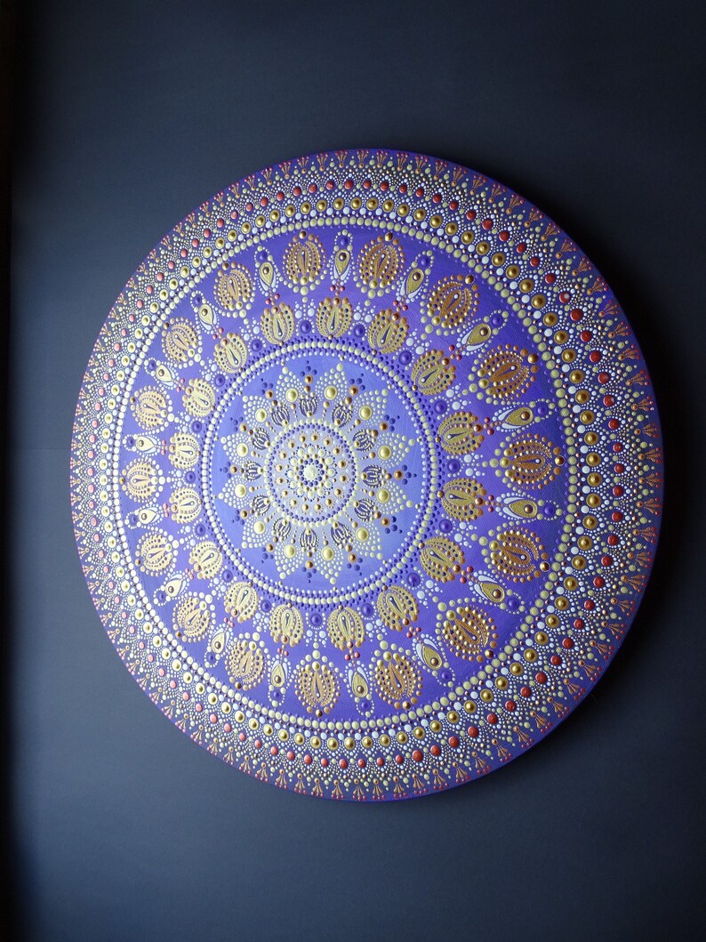Original Dot Mandala violet, Hand Painted Soft and Warm Picture, New ...