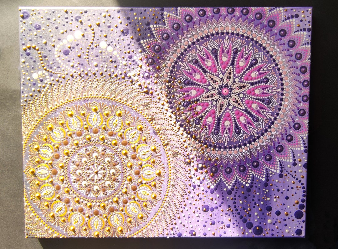 Dot Art Mandala "liquid Gold", Up-lifting Art for Meditations, Relaxation, Textured Painting ...