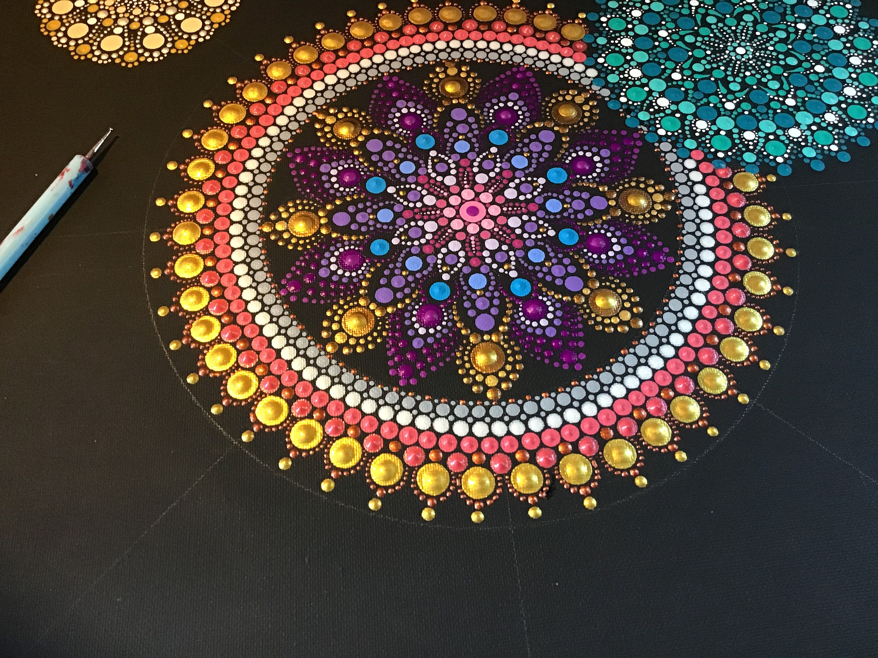 Dot Mandala joy, Uplifting Wall Decor, Houswarming, Bright Picture for ...