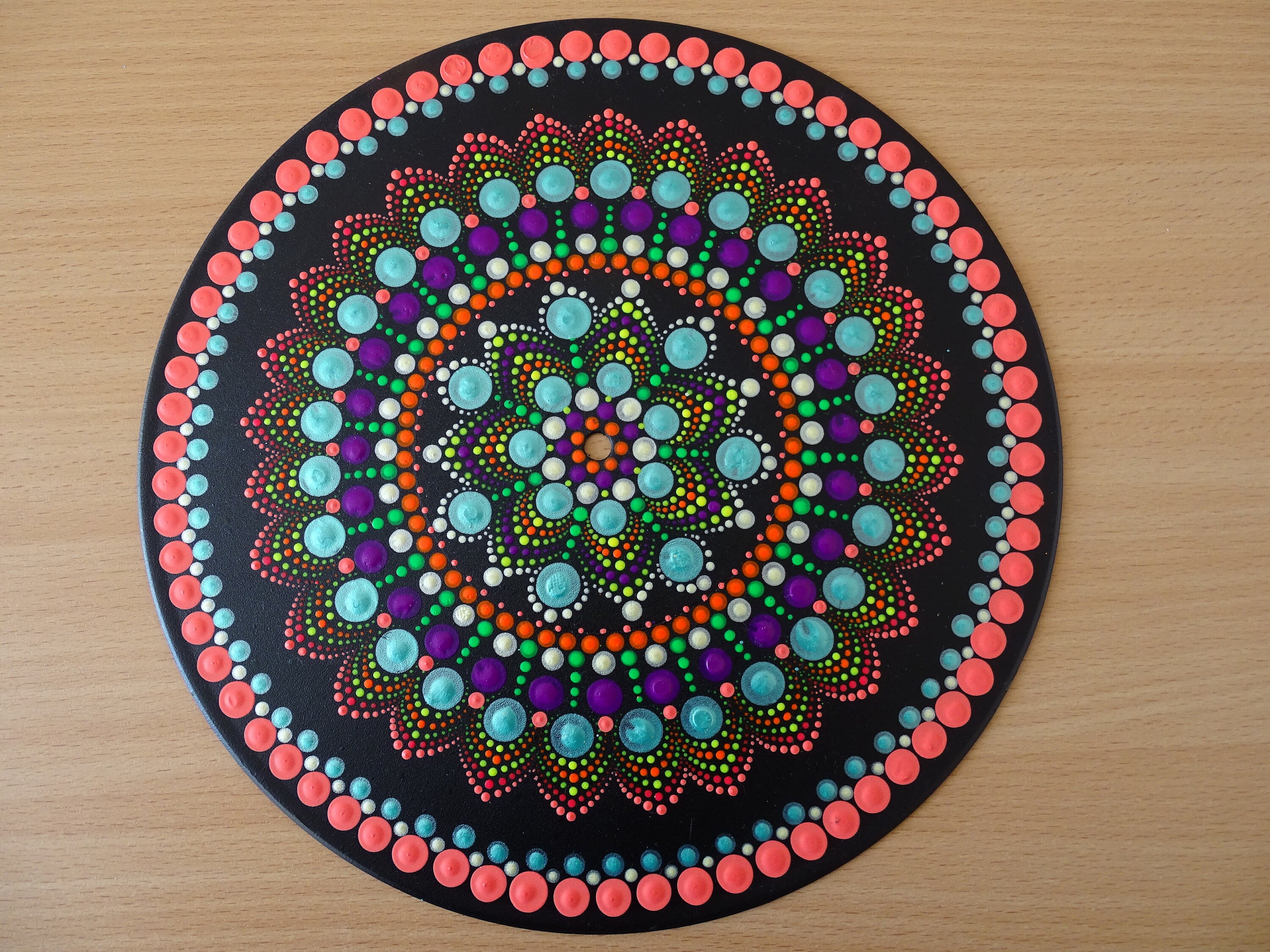Mandala Art Vinyl Record Dot Painting Acrylic Art Hand - Etsy