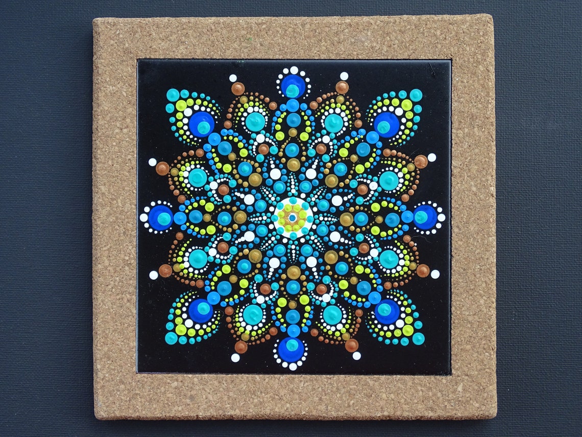 Decorative Tile With Mandala Design Hand Painted Picture on - Etsy