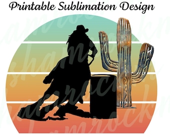 Printable Sublimation Design Vintage Sunset Barrel Racer 2 - Etsy