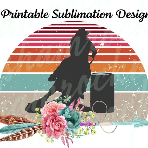 Printable Sublimation Design Vintage Sunset Barrel Racer 2 | Etsy