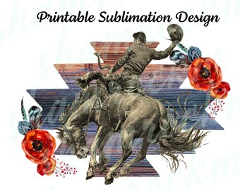 Printable Sublimation Design Bronc Rider on Leather - Etsy