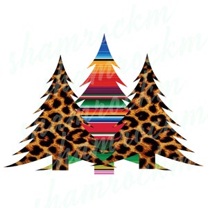 3 Christmas Trees Cheetah and Serape, Png Images With Transparent ...