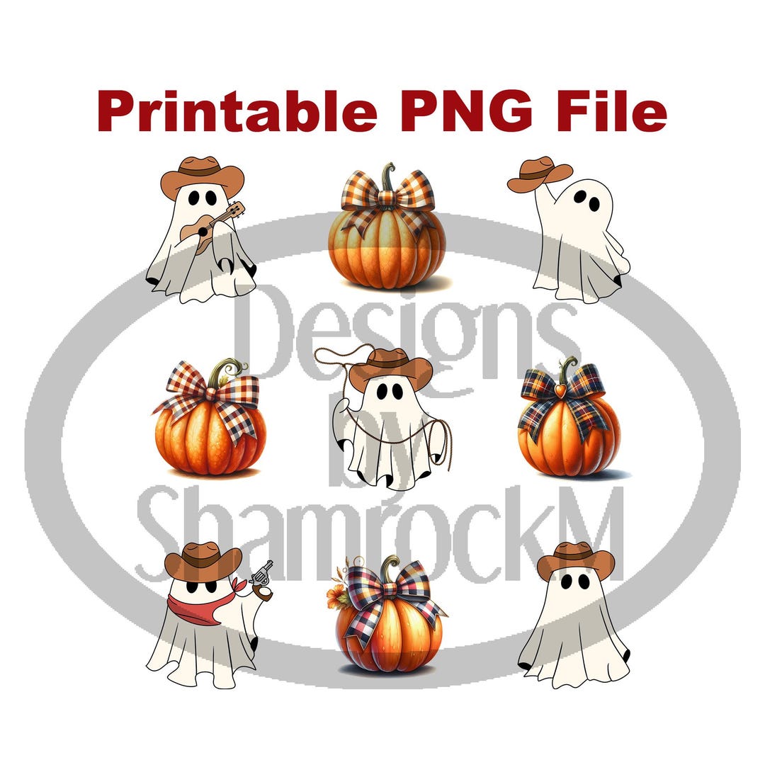 Printable Graphic for Shirts and More | Cute Cowboy Ghosts and Pumpkins ...