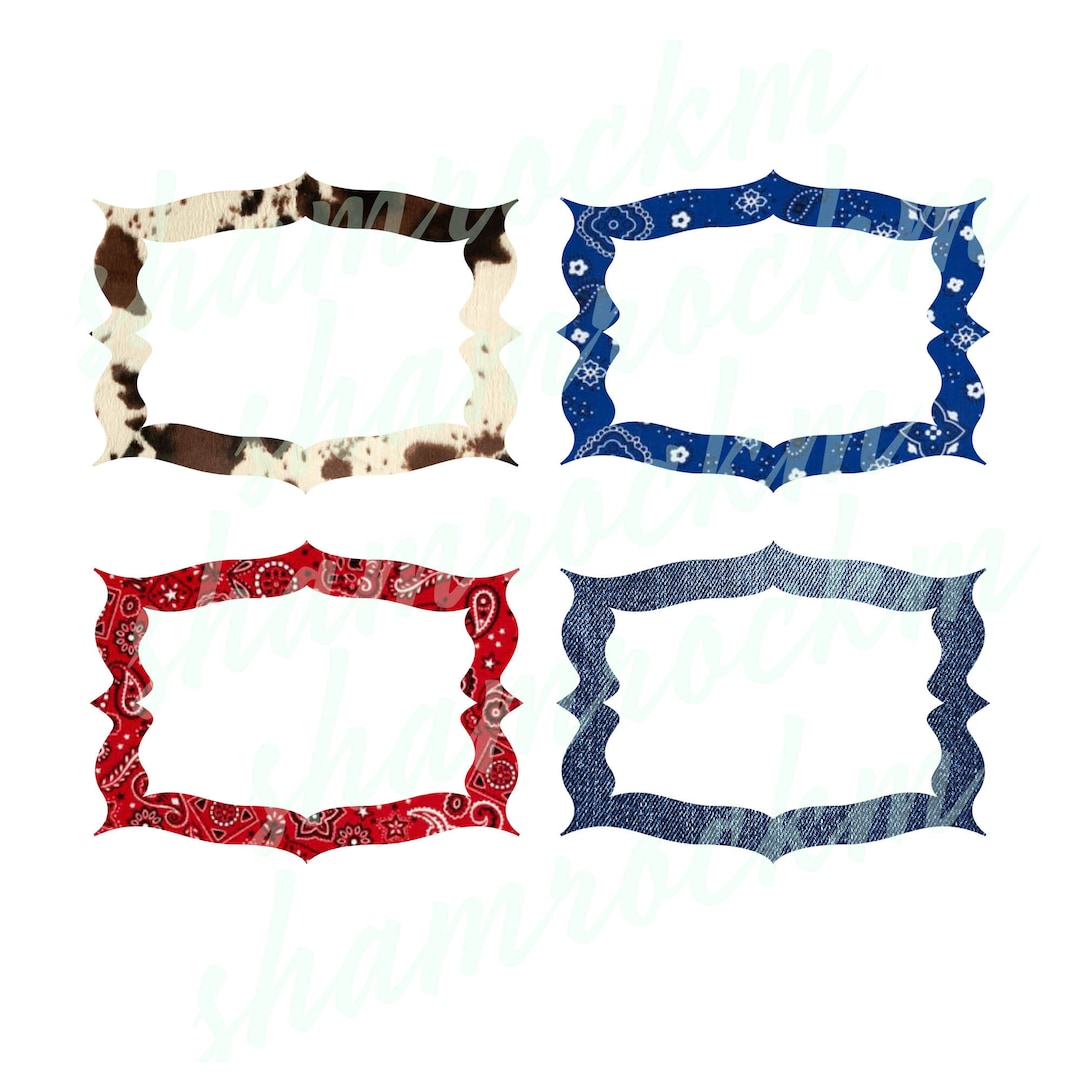 Cowboy Frames in Cowhide, Red Bandana, Blue Bandana and Denim Set_1 ...