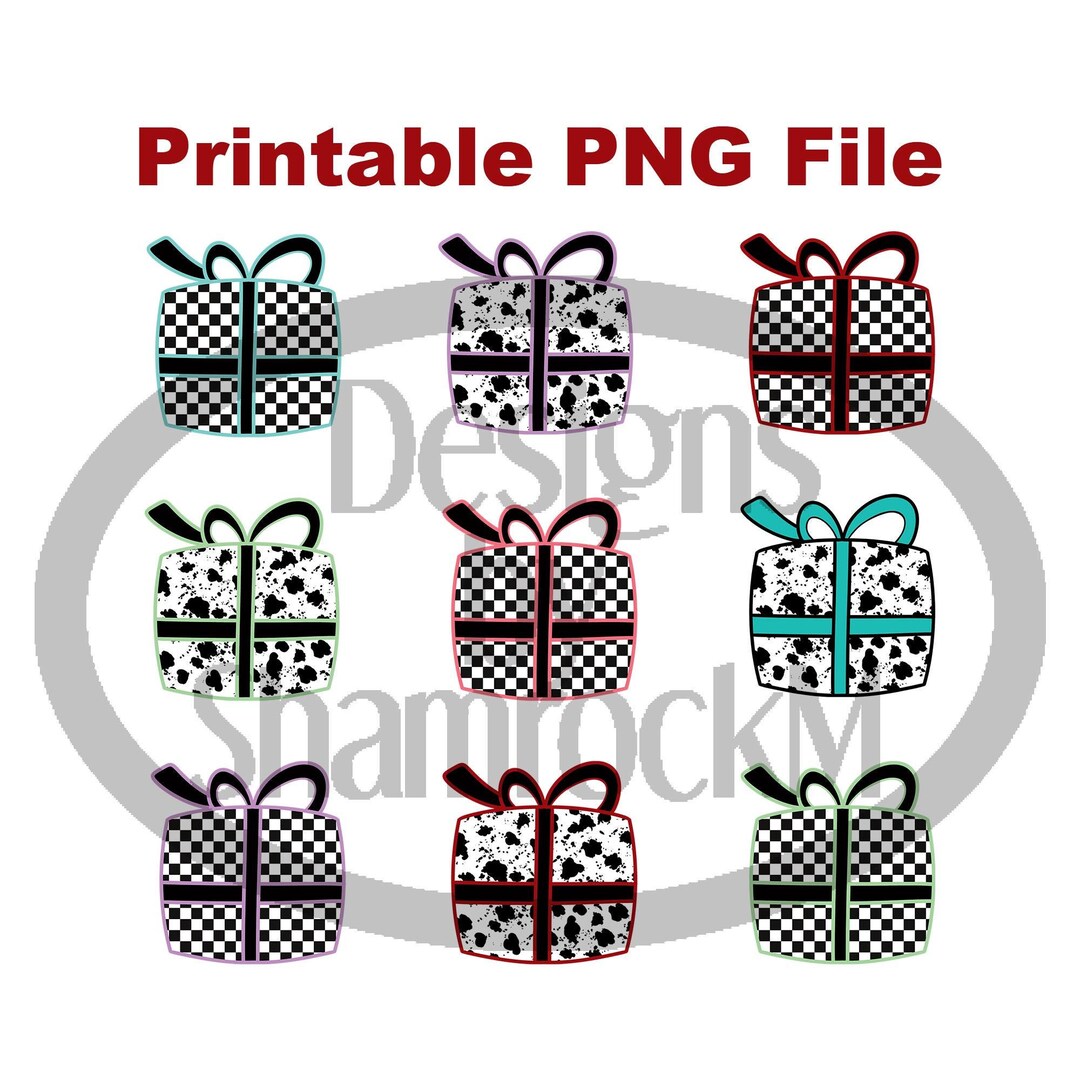 Printable Sublimation Design | Black & White Present Collage | Png ...