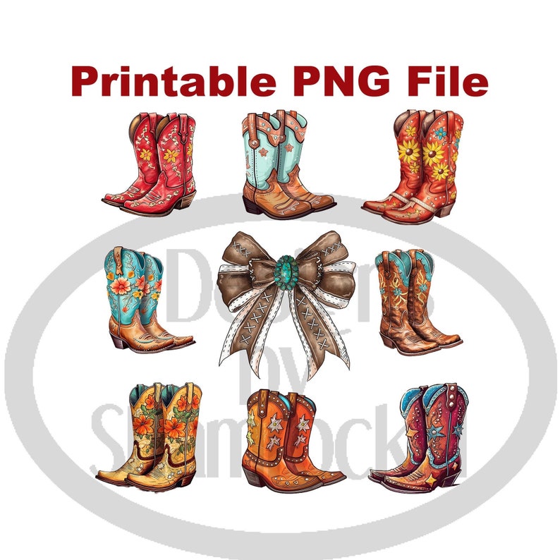 Printable Sublimation Design, Boots and Bow, Png Images With ...