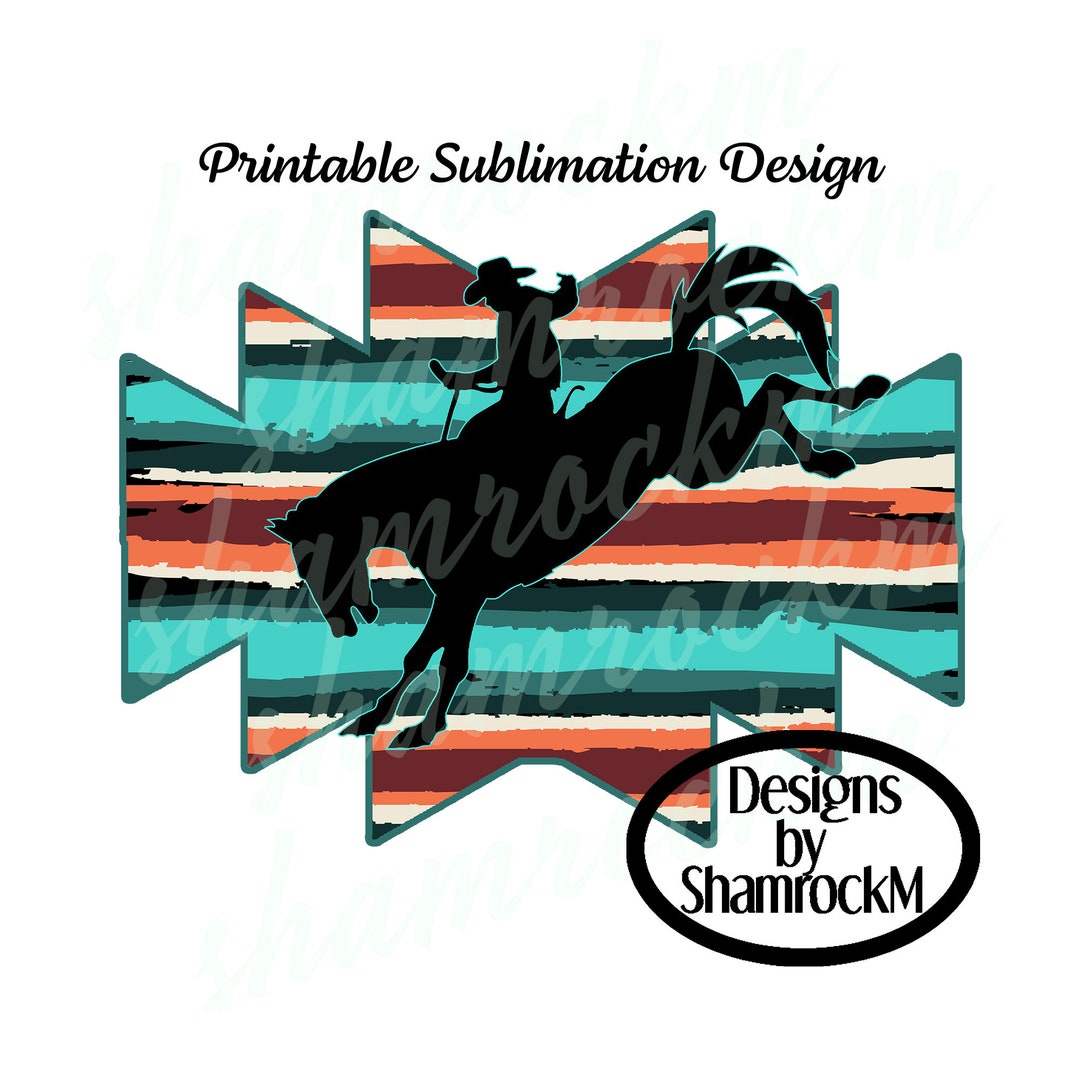 Printable Sublimation Design | Bronc Rider on Aztec Serape | Png Images ...