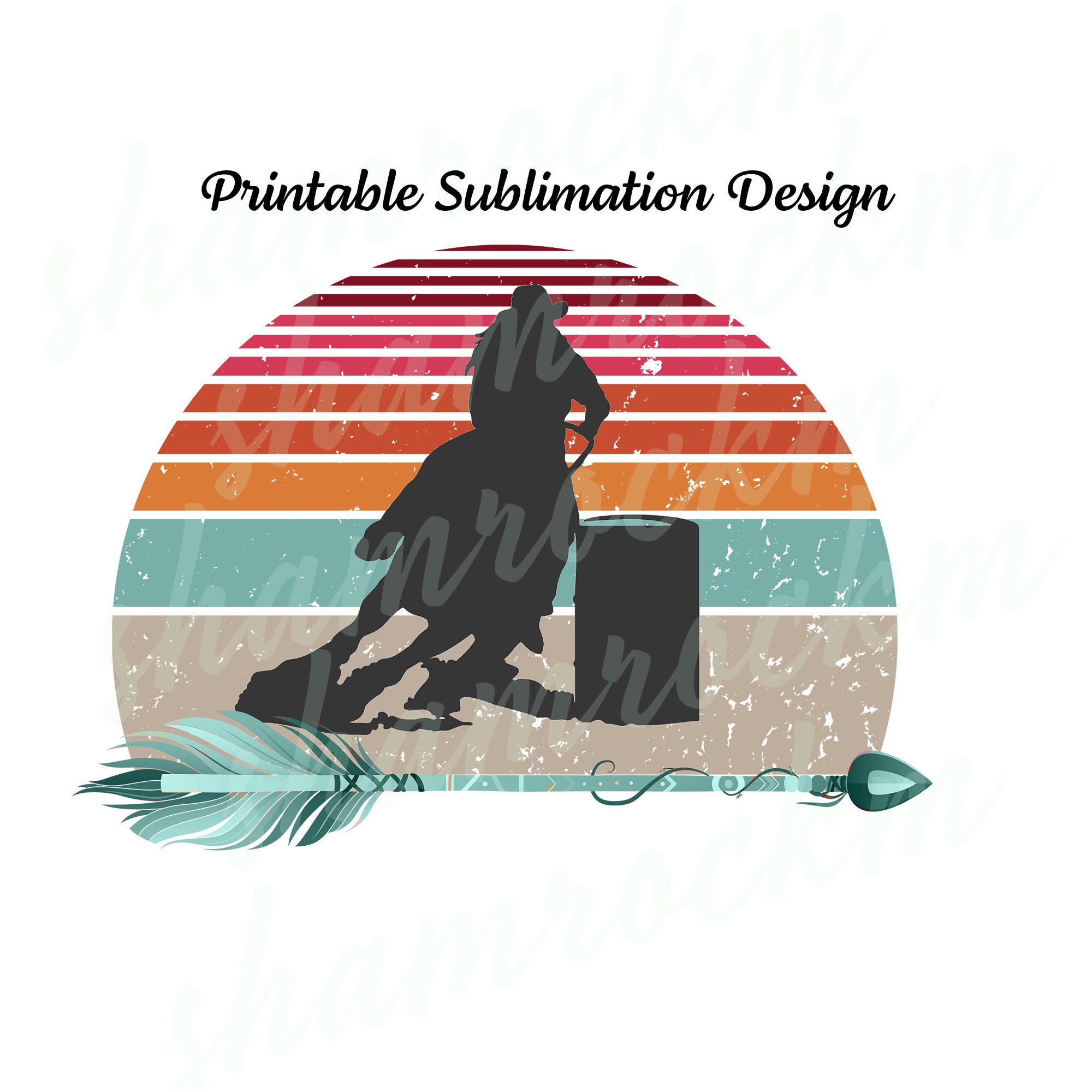 Printable Sublimation Design Vintage Sunset Barrel Racer | Etsy
