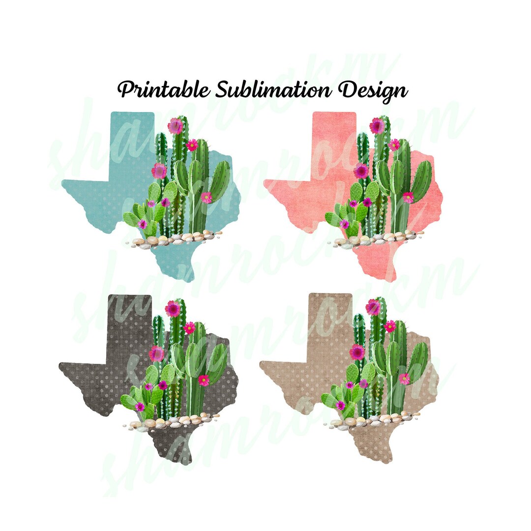 Printable Sublimation Design, Texas Cactus, Png Images With Transparent ...