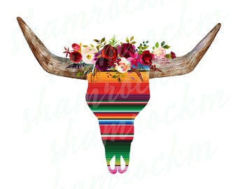Cow Skull Cross Serape PNG - Etsy Canada