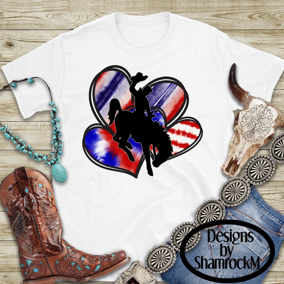 Printable Sublimation Design Bronc Rider With 3 Patriotic - Etsy