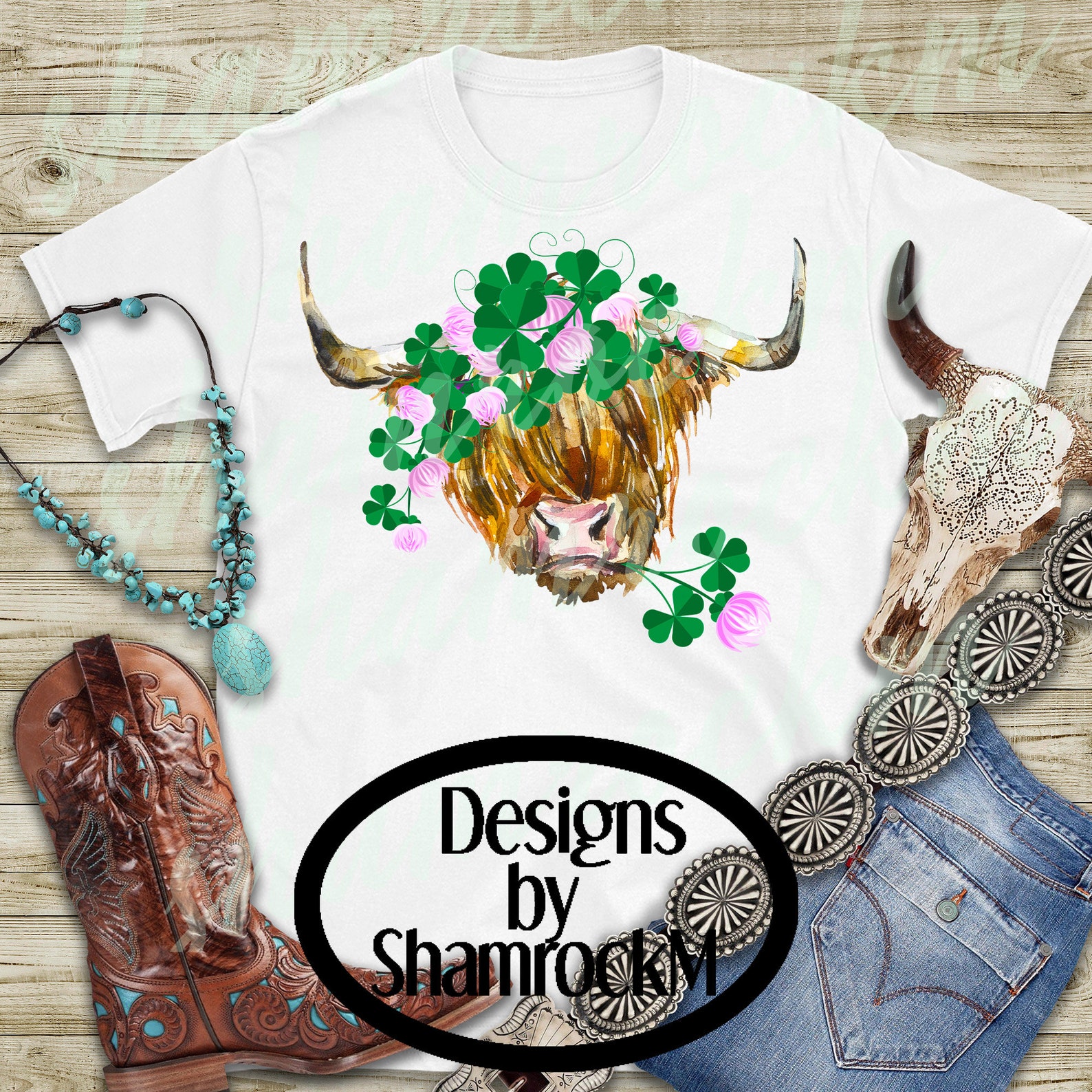 Printable Sublimation Design Shamrock Cow Png Image - Etsy