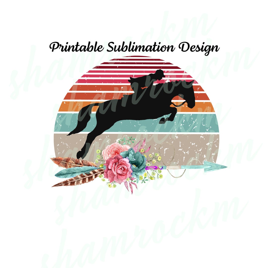 Printable Sublimation Design | Vintage Sunset Hunter Jumper | Png ...