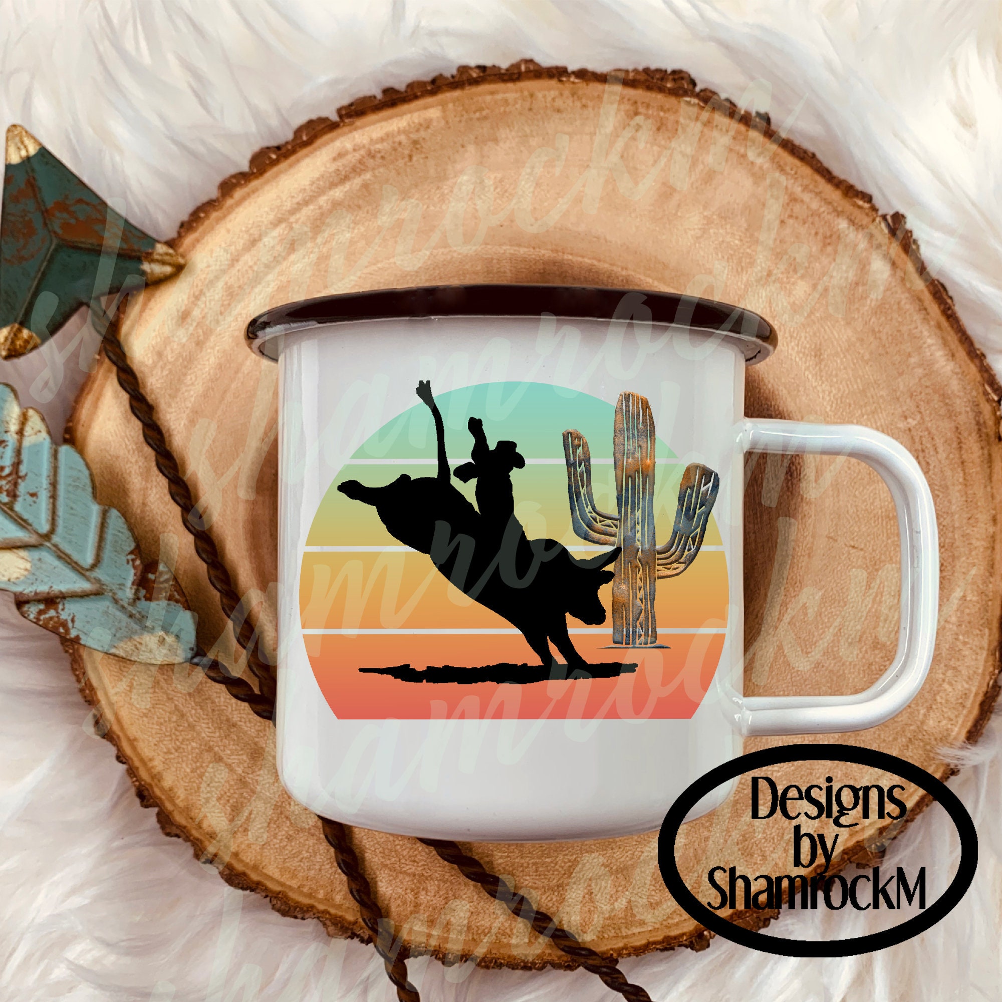 Printable Sublimation Design | Pastel Sunset Bull Rider | Png Images ...