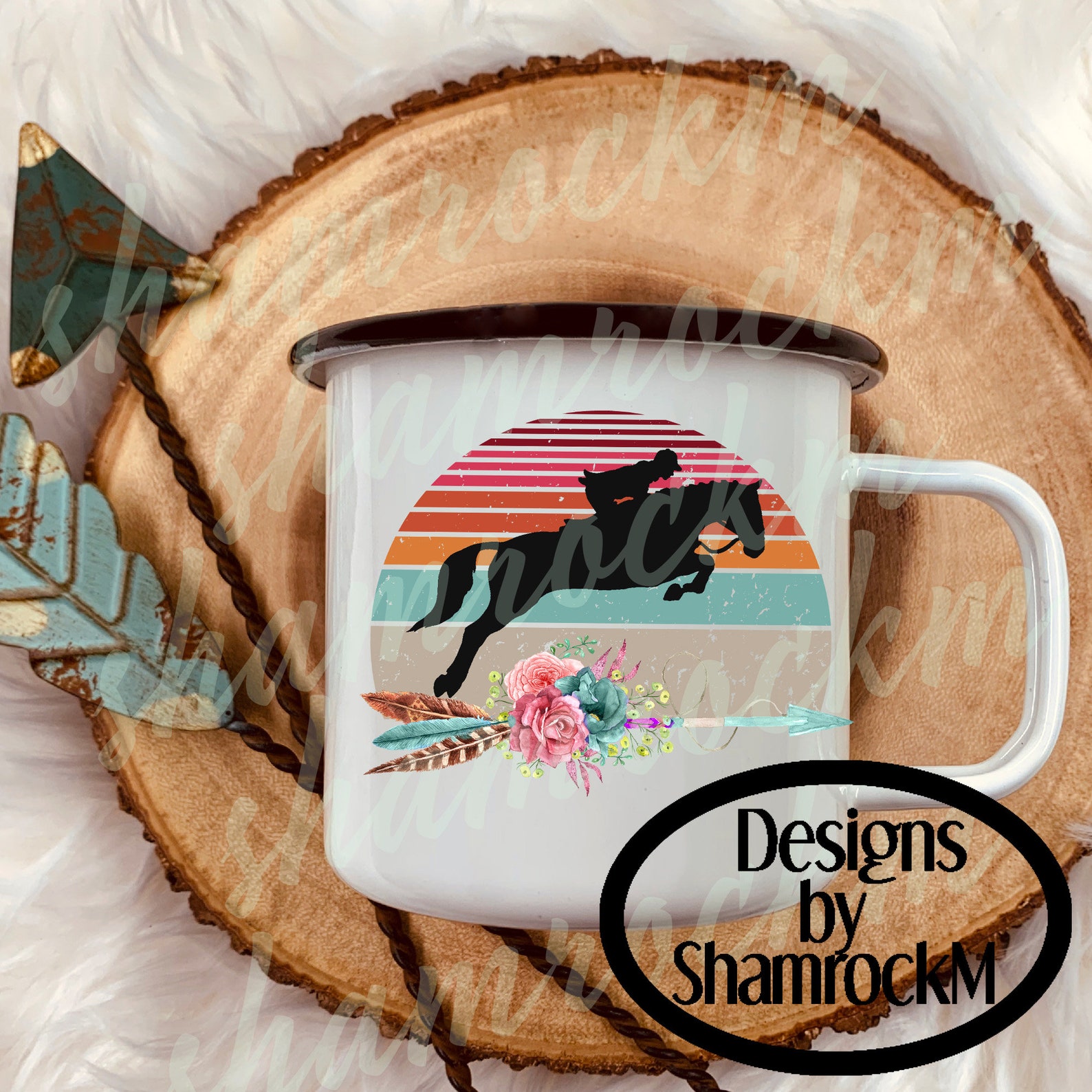 Printable Sublimation Design Vintage Sunset Hunter Jumper - Etsy