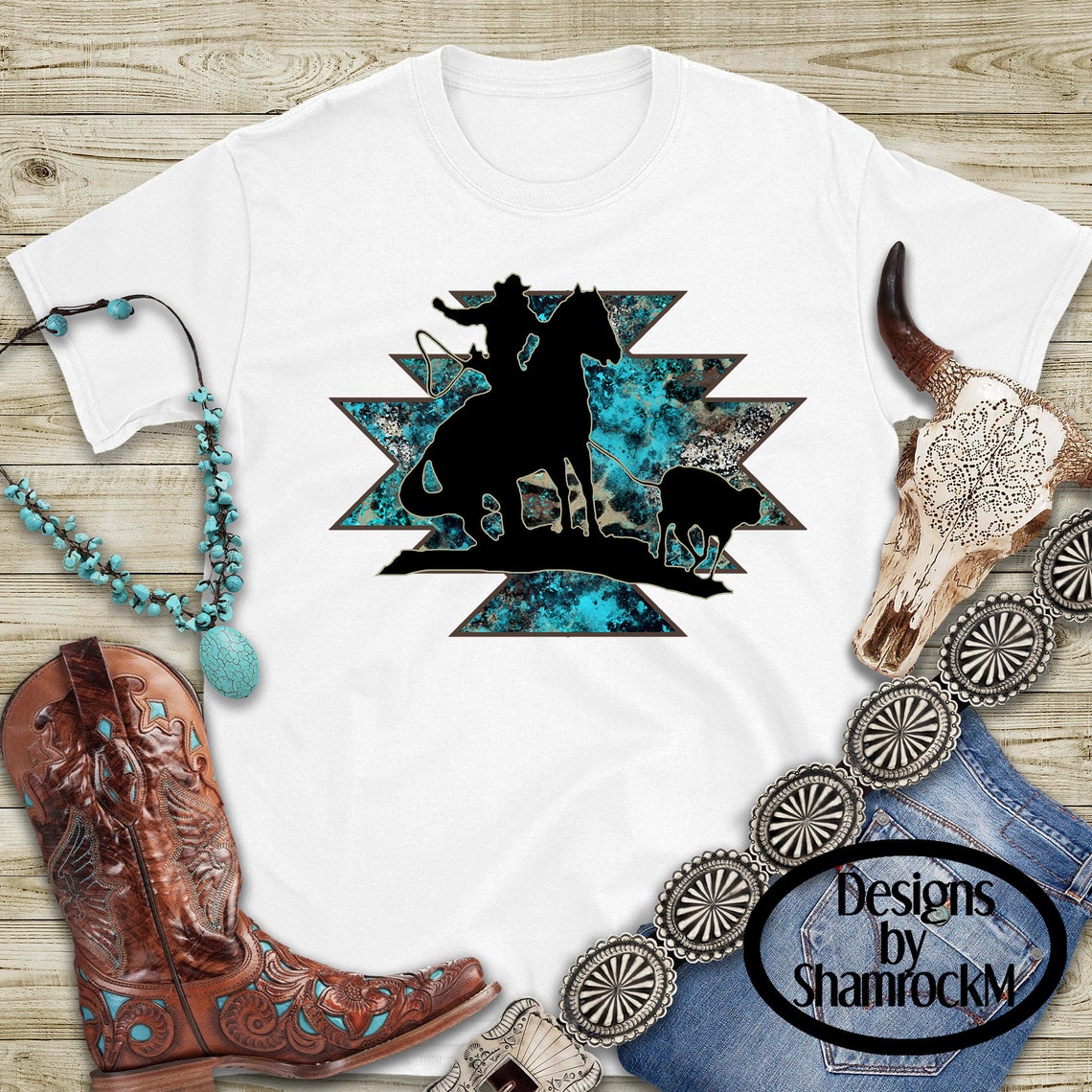 Printable Sublimation Design Breakaway Roper on Aztec Grunge | Etsy