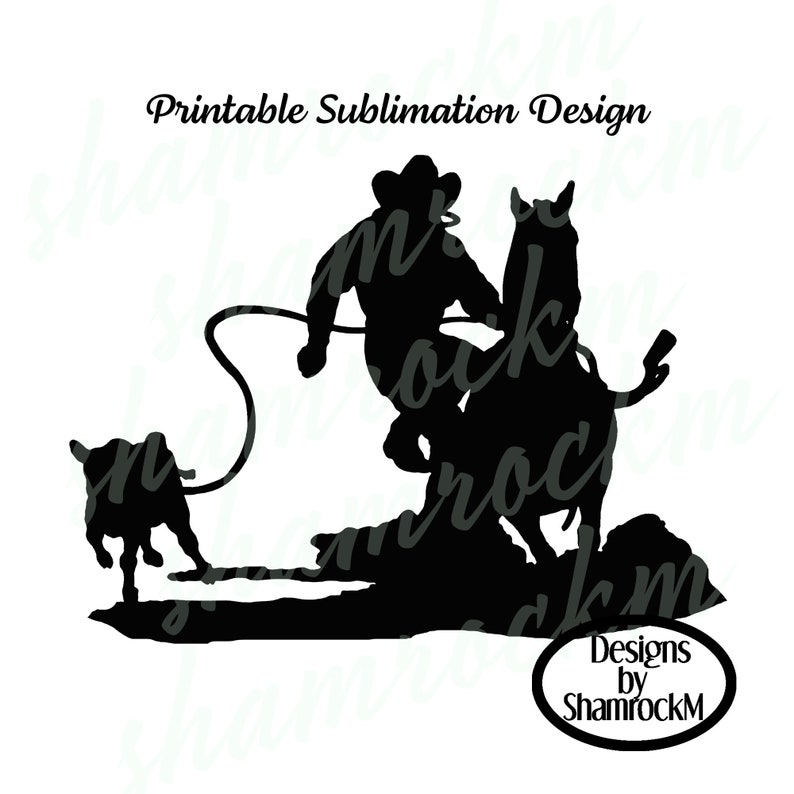 Printable Sublimation Design Calf Roper Silhouette Western - Etsy