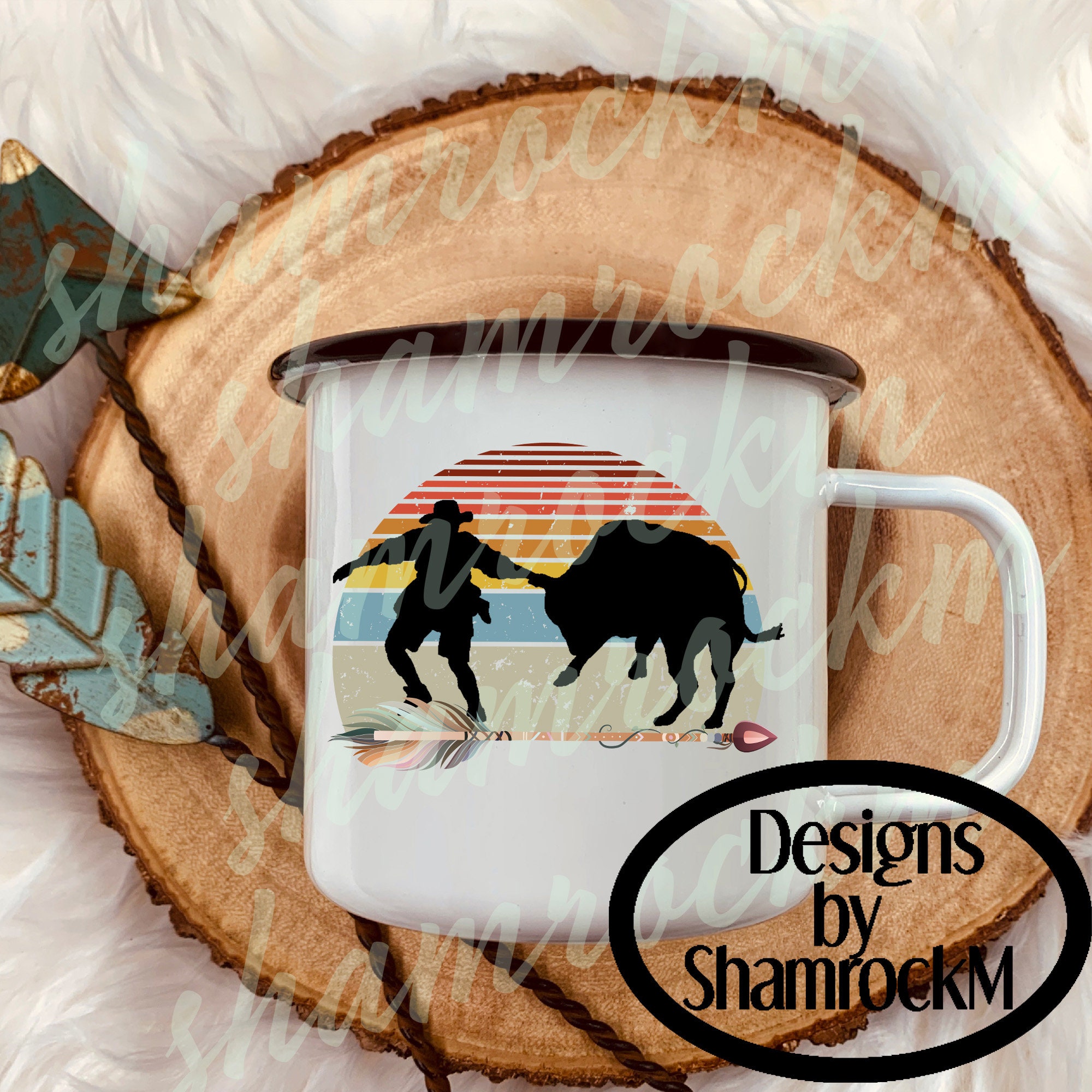 Printable Sublimation Design | Vintage Sunset| Bull Fighter | Png ...