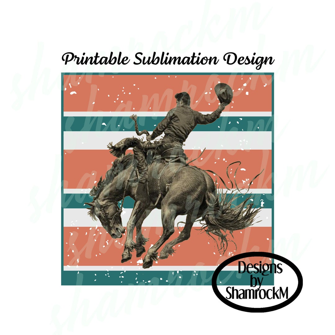 Printable Sublimation Design | Bronc Rider | Retro Grunge | Png Image ...