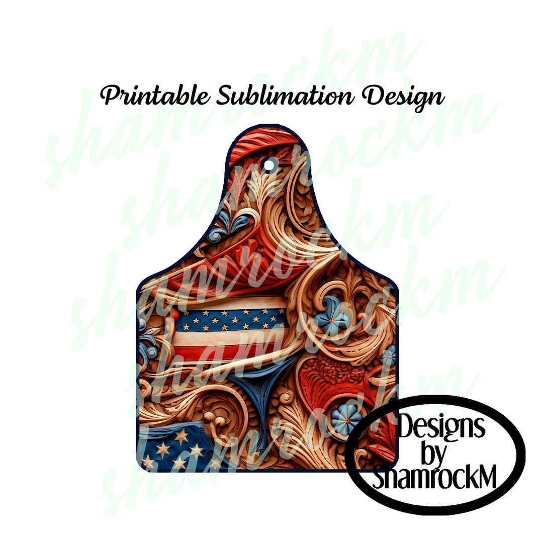 Printable Sublimation Design | Cow Ear Tag | Tooled Leather | Png Image ...