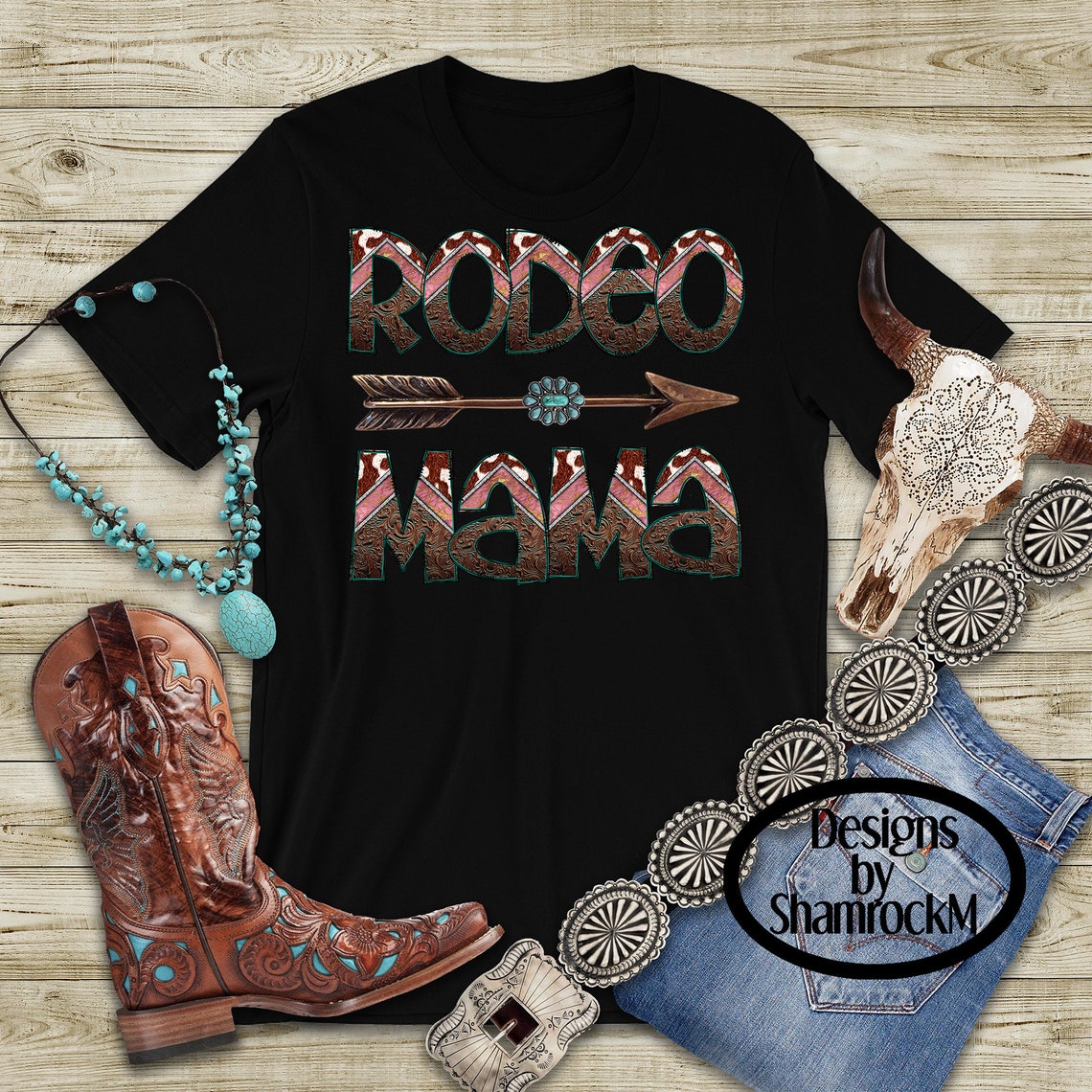 Printable Sublimation Design | Rodeo Mama | Cowhide and Tooled Leather ...