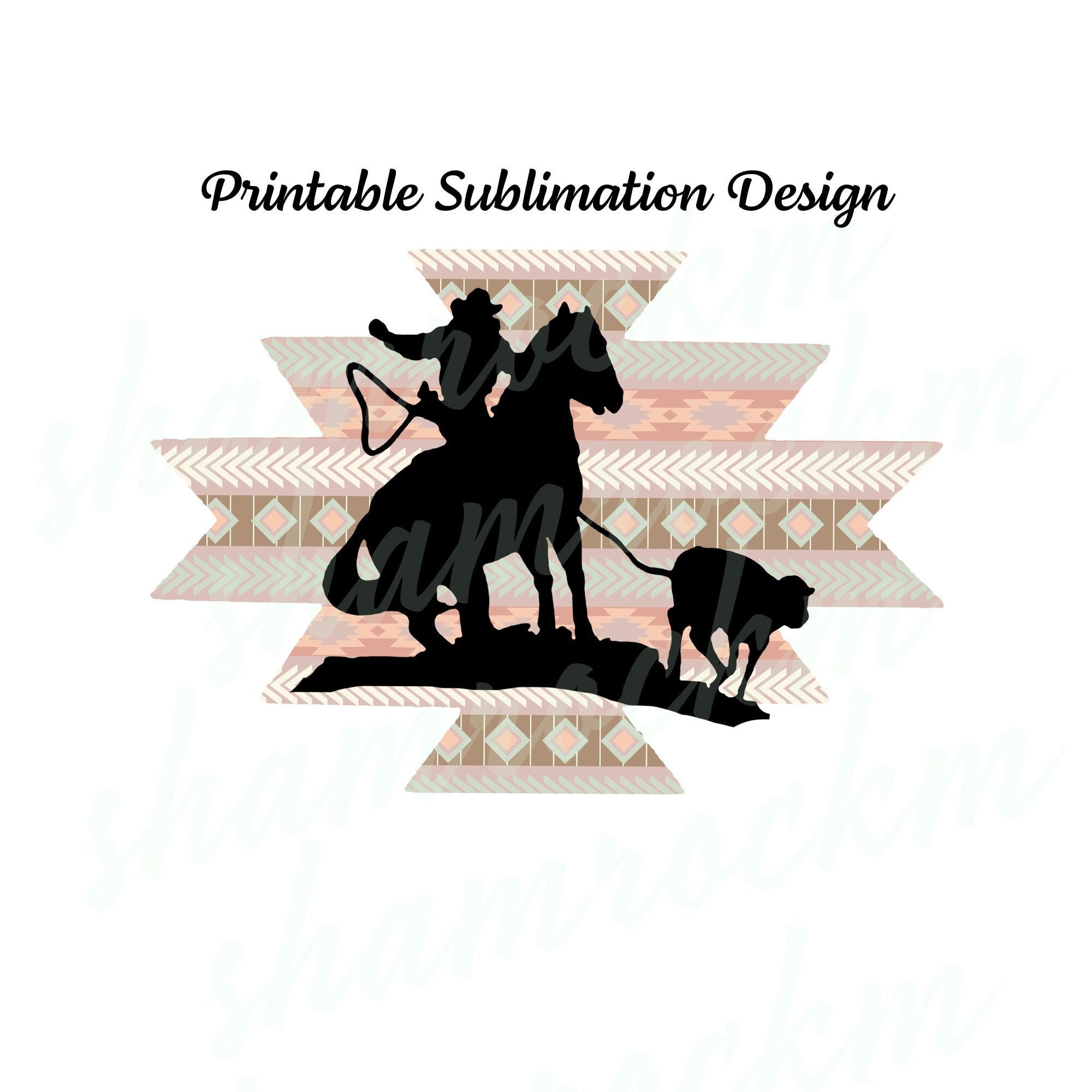 Printable Sublimation Design | Breakaway Roper | Aztec Background | Png ...