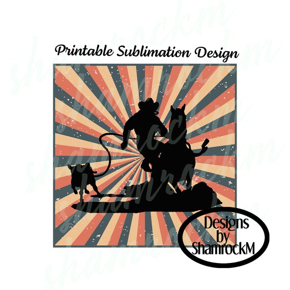 Printable Sublimation Design Calf Roper Retro Grunge Png - Etsy