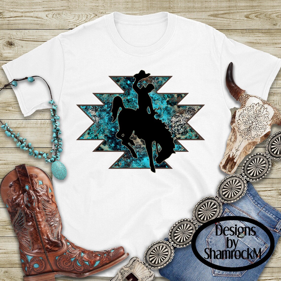 Printable Sublimation Design Bronc Rider on Aztec Grunge - Etsy