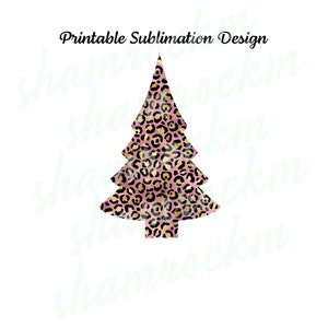 Printable Sublimation Design, Pink Leopard Christmas Tree Bundle, Png ...