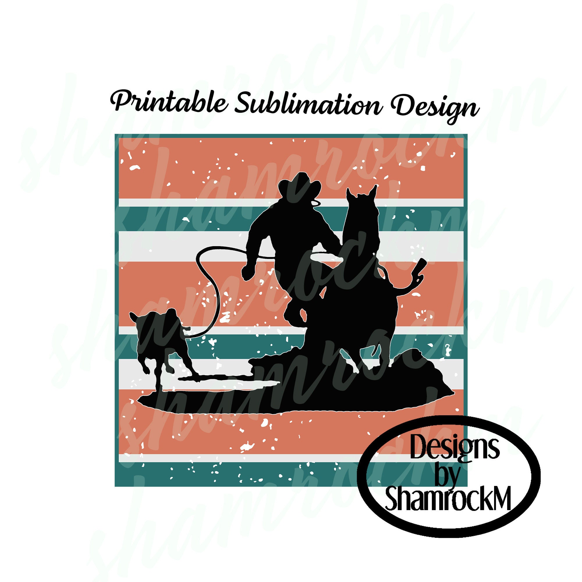 Printable Sublimation Design | Calf Roper | Retro Grunge | Png Image ...