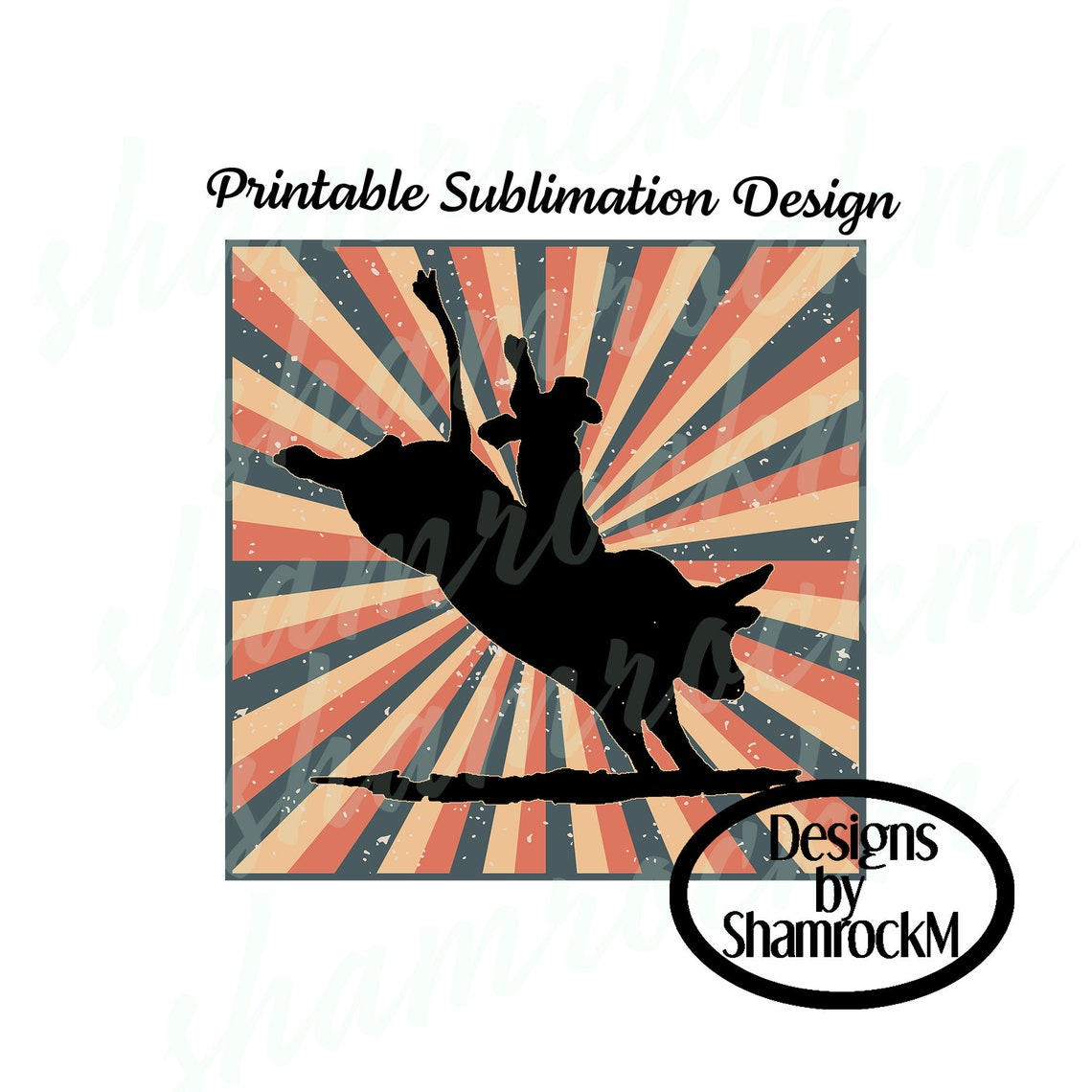 Printable Sublimation Design Bull Rider Retro Grunge Png - Etsy