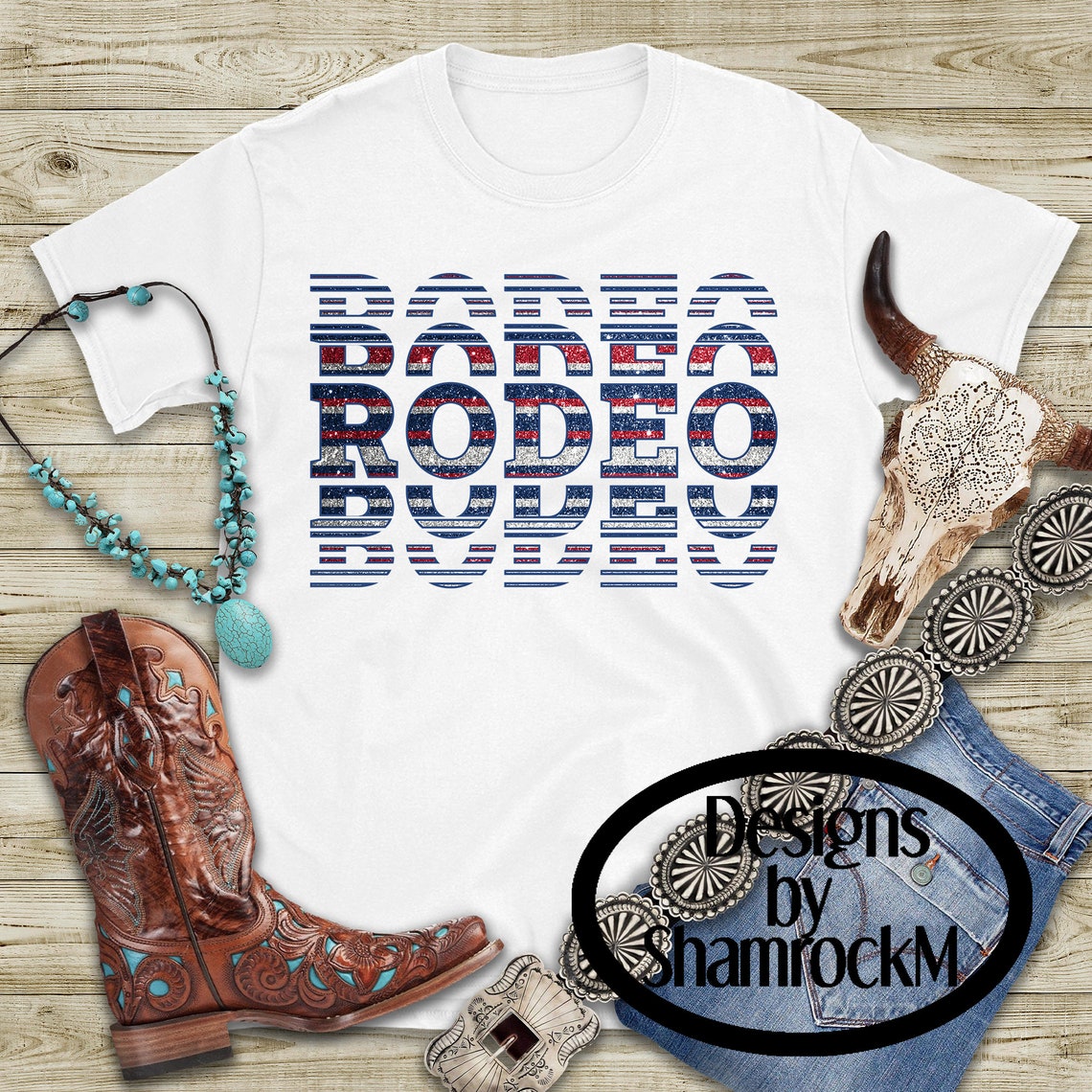 Printable Sublimation Design RODEO in Red White & Blue Png - Etsy
