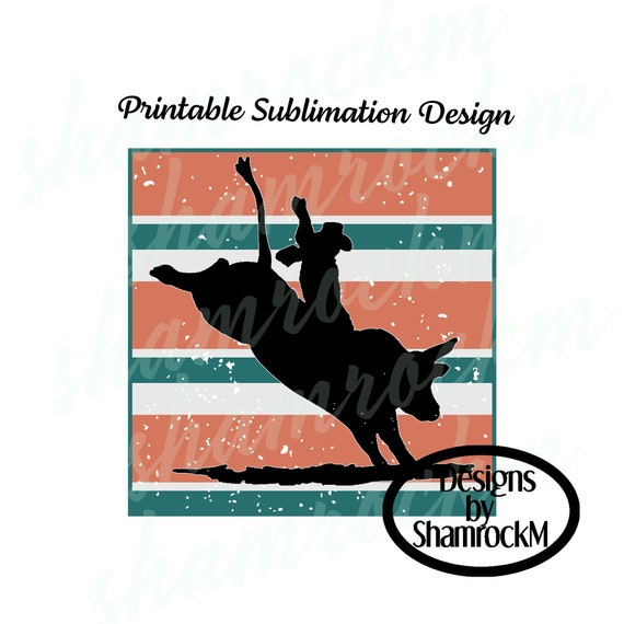 Printable Sublimation Design Bull Rider Retro Grunge Png - Etsy